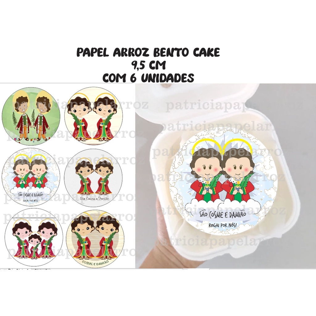 Papel de arroz Bento cake, Mini Bolo, Bolo Marmita festa cosme e damiao ... Papel de arroz Bento cake, Mini Bolo, Bolo Marmita festa cosme e damiao ...