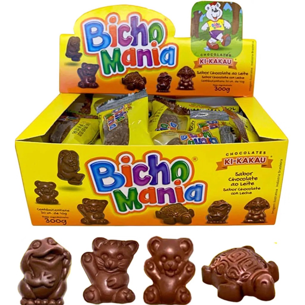 Chocolate Bicho Mania Chocolate ao Leite - 30 Unidades | Shopee Brasil