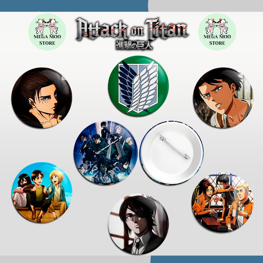 Bottons anime Shingeki no Kyojin Attack on Titan Eren Yeager Mikasa ...