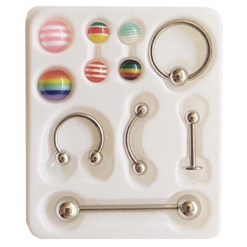 Kit 5 Piercings + 6 Bolinhas Extra Smile Seio Tragus Sobrancelha Lingua ...