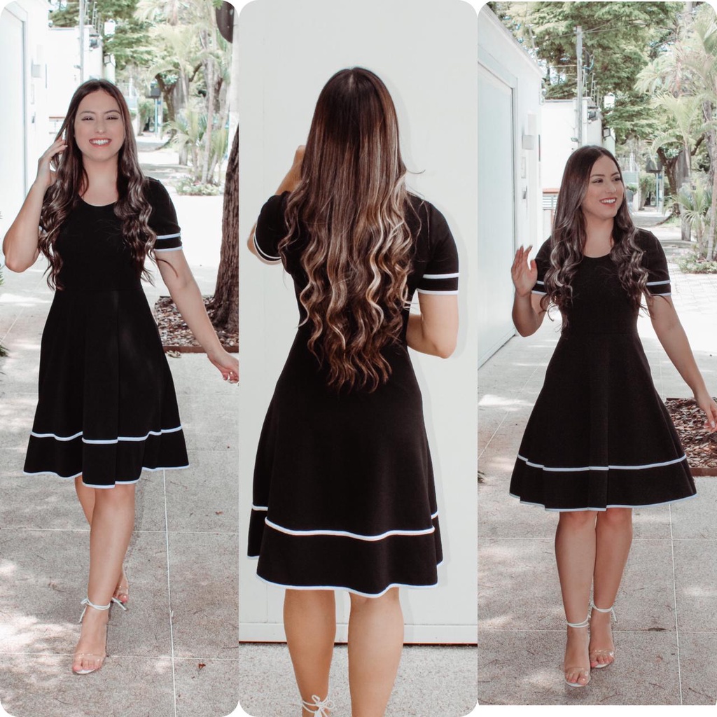 Vestido Social Moda Feminina Cristã para Culto nas Igreja Rodado Lisos ...
