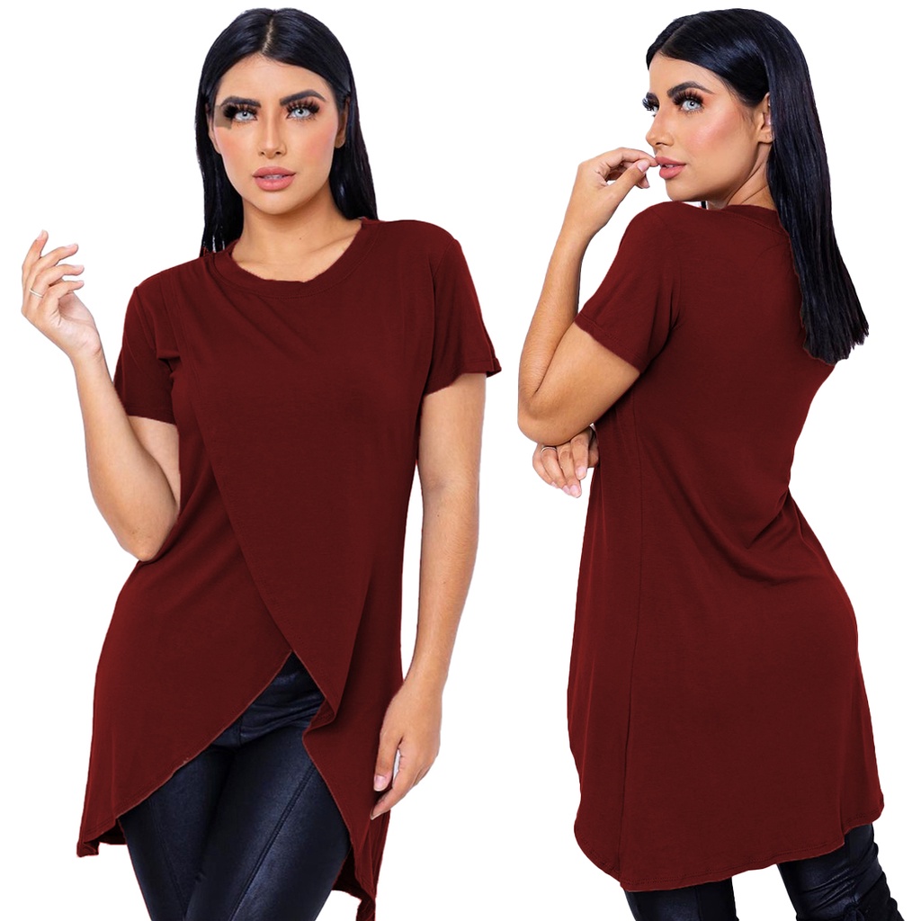 Blusa Feminina Mullet Transpassada Colorida Verão | Shopee Brasil