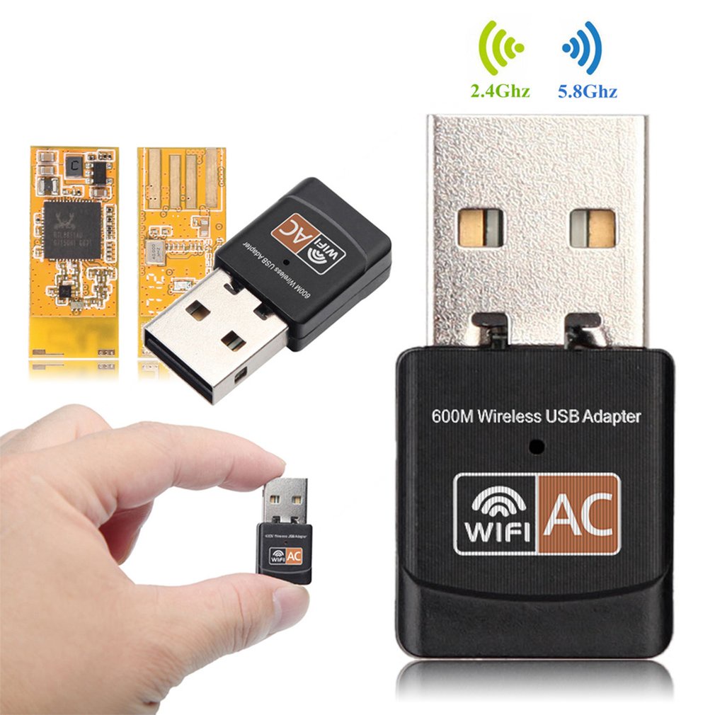 Adaptador Wi-Fi USB Dual Band 2.4GHz e 5GHz 600 Mbps Wireless Ac 5G WiFi para pc e not com cd ...