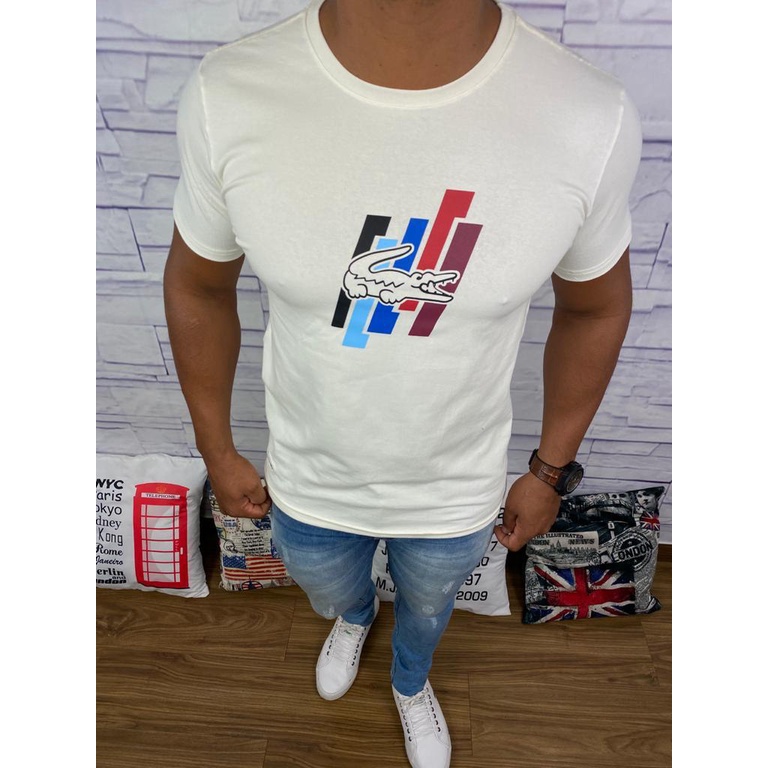 Camiseta Masculina Importada / Lacoste Branca - Original | Shopee Brasil