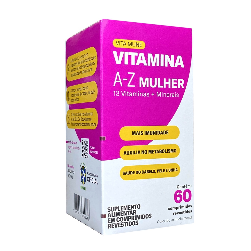 Vitamune A-Z Mulher Cimed 60 Comprimidos Metabolismo Imunidade Zero ...