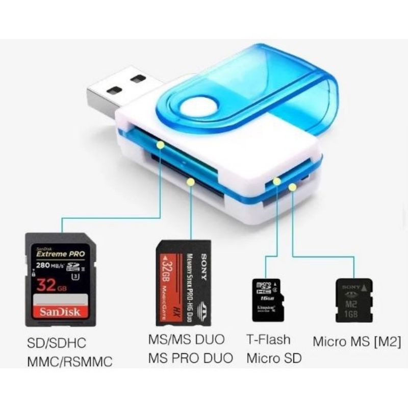 Leitor Cartão Usb Micro Sd Adaptador Memória Dados Universal 5 em 1 ...