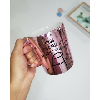 Caneca Geek Meme Divertido Flork Espelhada Rose Gold - Linda Ansiosa ...