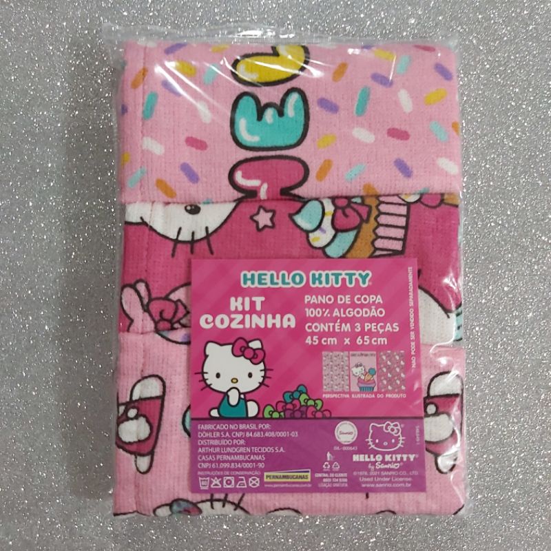 KIT COZINHA HELLO KITTY COM 3 PANOS DE COPA SANRIO KAWAII CUTE | Shopee ...