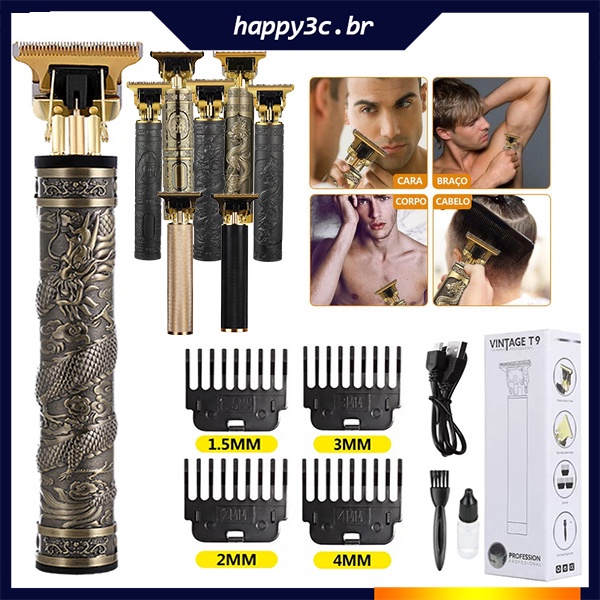 T9 Barbeiro Profissional Máquina de corte masculino retrô aparador de cabelo de cabelo máquina ...