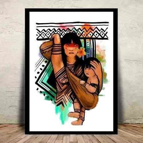Quadro Decorativo Indio Brasileiro Art Brasil - A3 42x30cm | Shopee Brasil