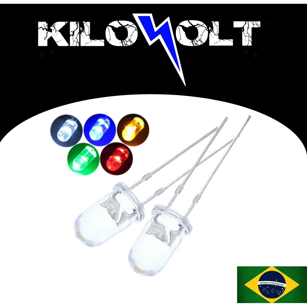 kit 10 Led Alto Brilho 5mm Diversas cores - Faz a Boa!