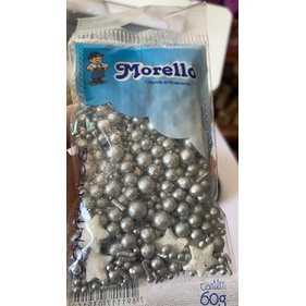 Confeito De Açúcar Prata Estrela Mix Comestíveis 60g Morello | Shopee ...