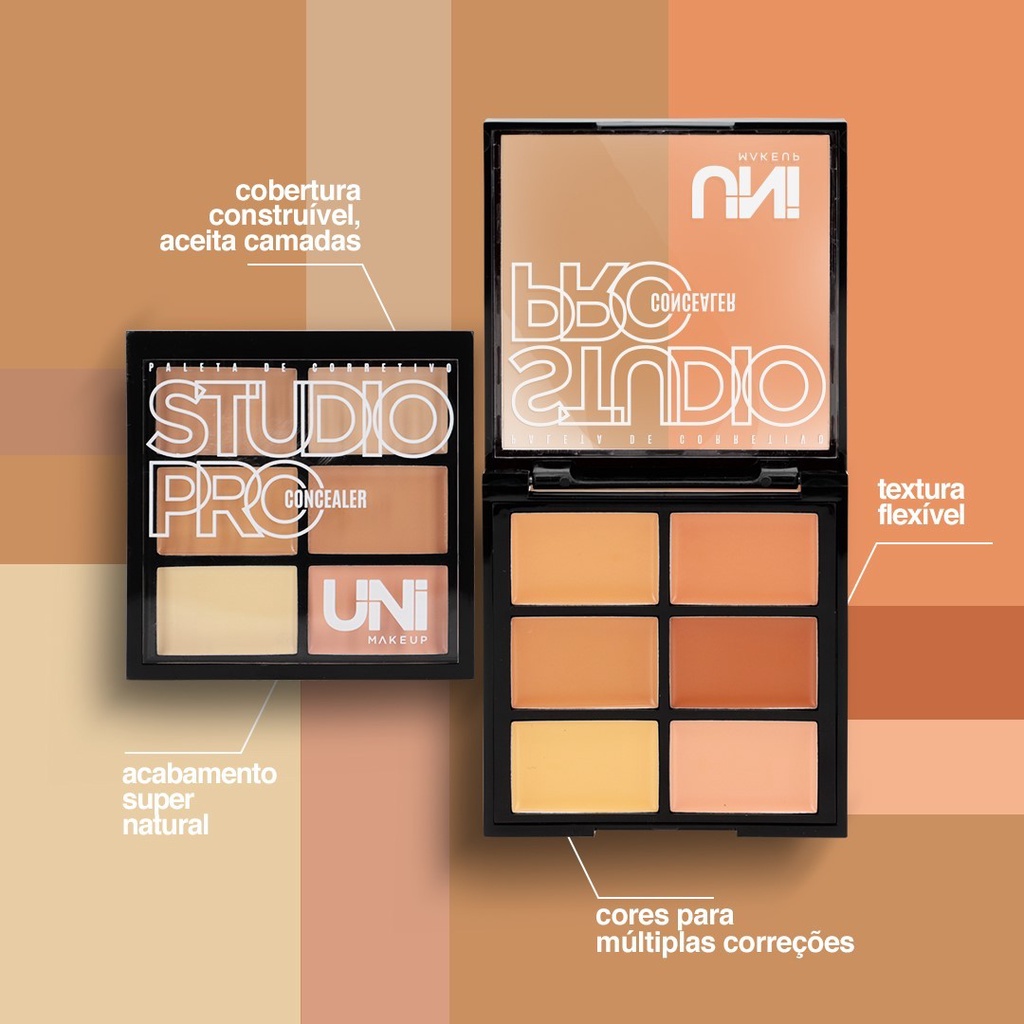 Paleta de Corretivo em Creme Studio Pro UNI Makeup - Maquiagem Contorno ...