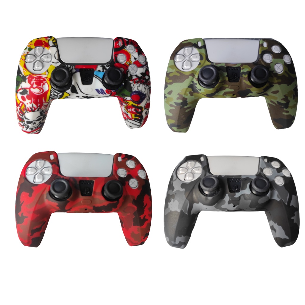 Capa Silicone Para Controle PS5 Dualsense + 2 Grips - Desconto no Preço