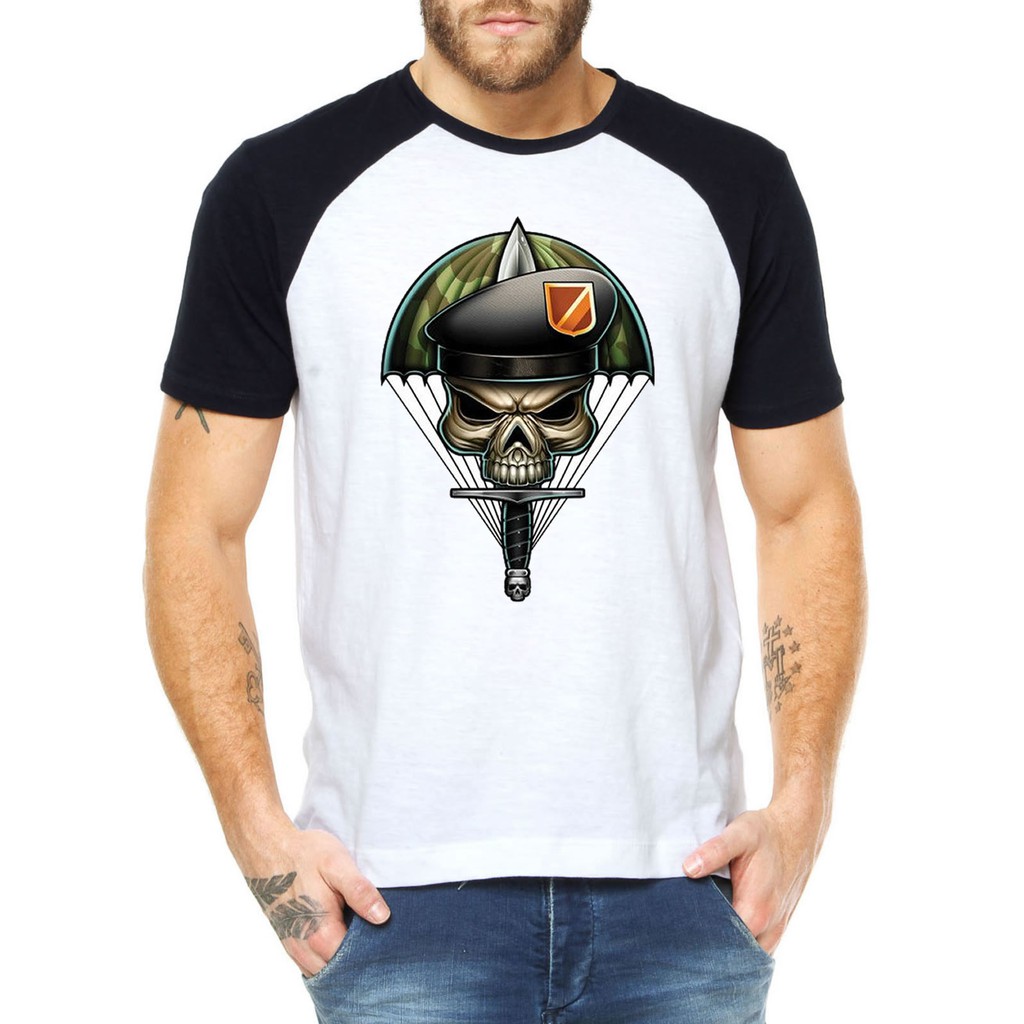 Camiseta pqd paraquedista exercito faca na caveira | Shopee Brasil