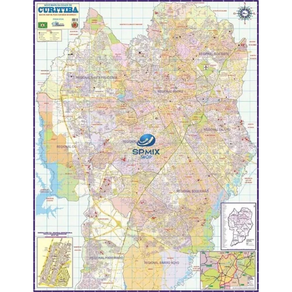 Mapa Político Rodoviário Da Cidade De Curitiba 120 X 90 Cm | Shopee Brasil