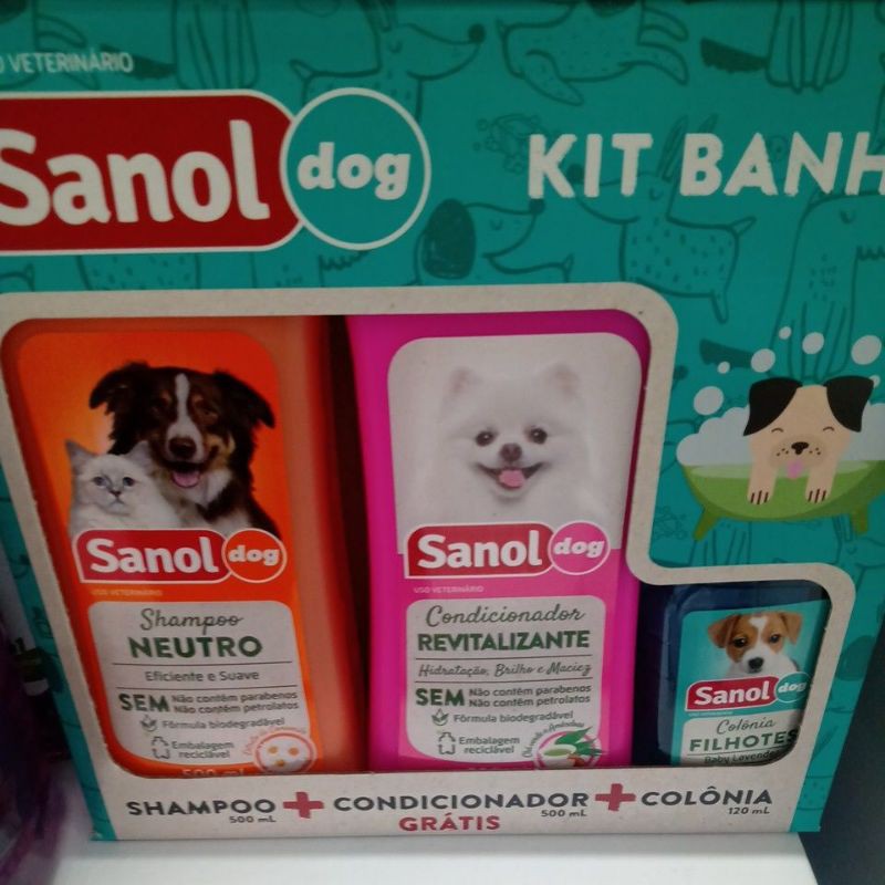 Kit banho para cachorro ou gato Sanol | Shopee Brasil