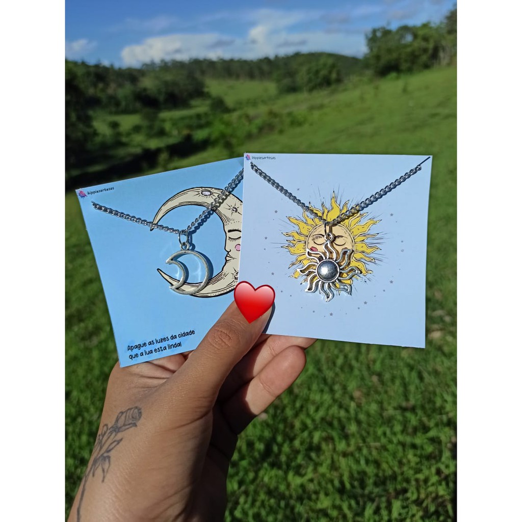 Conjunto Colar Casal Amizade Sol & Lua | Shopee Brasil