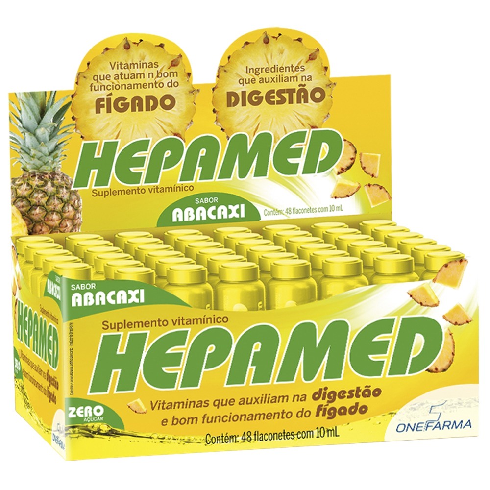 Hepamed 48 Flaconetes 10ml Cada - Sabor Abacaxi - Escorrega o Preço