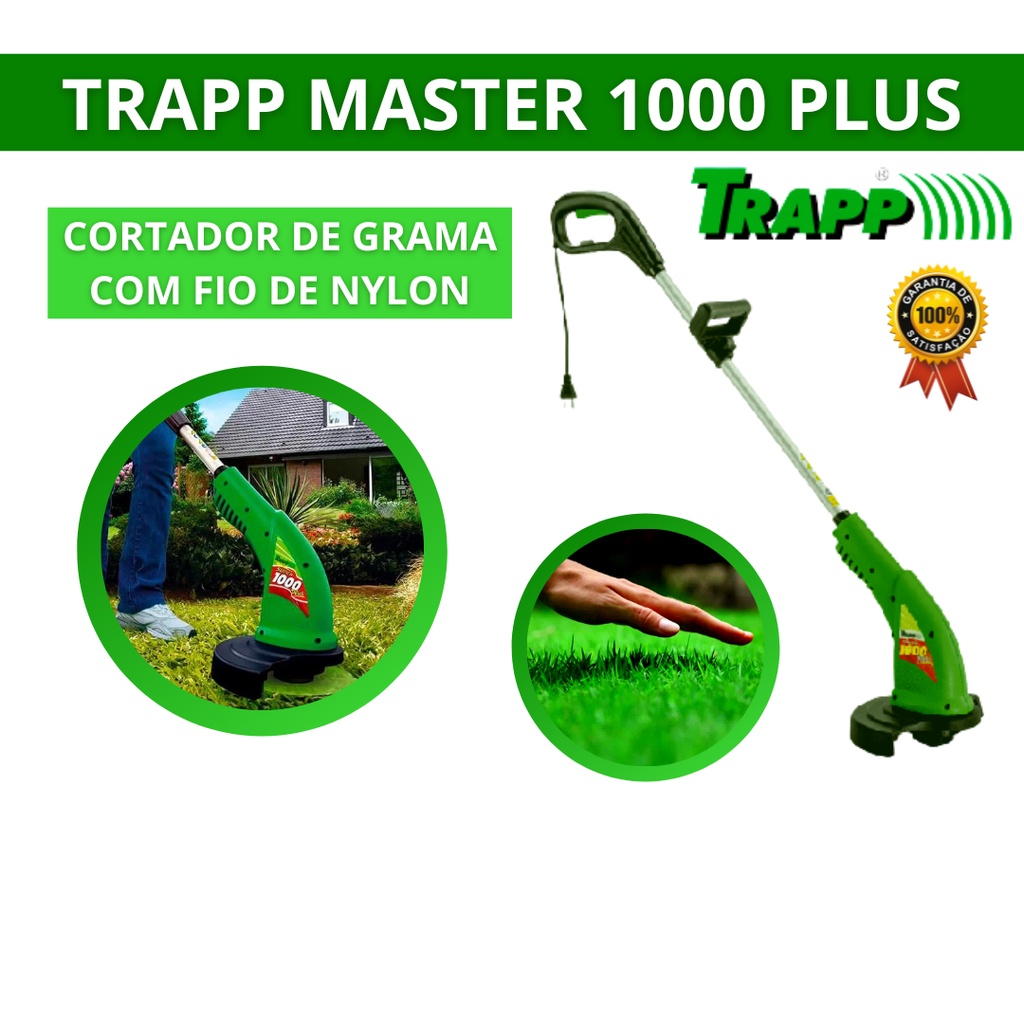 Cortador Aparador de Grama Eletrico Trapp Master 1000 Plus Com Fio de ...