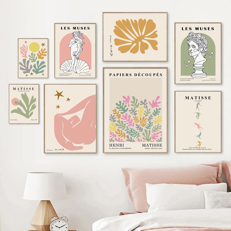 Matisse Abstrato Coral Flor Pintura Da Lona Nórdico Cartazes E Cópias Henri Arte Parede Sala De ...