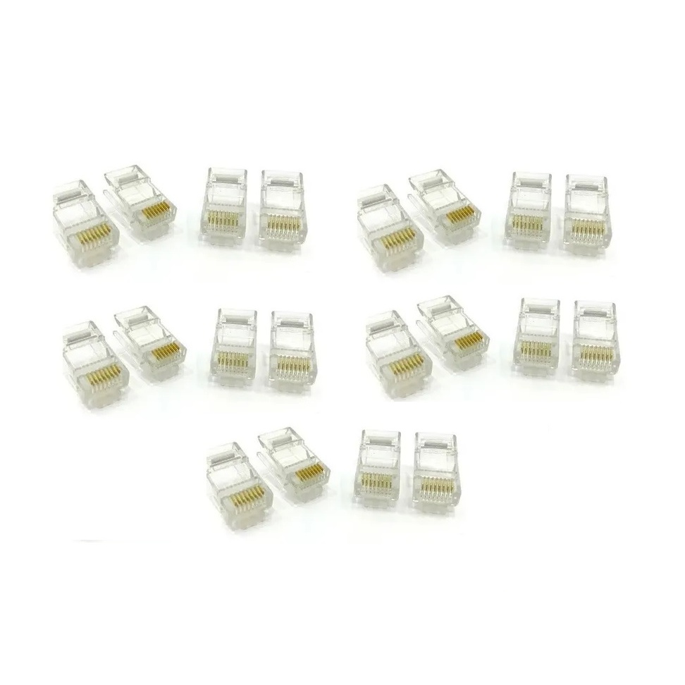 Pacote Conector RJ 45 Kit Com 100 Plug Conectores Cabo Rede | Shopee Brasil