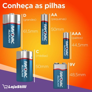 02 Pilhas D Grande Alcalina RAYOVAC - 1 Cartela com 2 Unidades LR20 1 ...