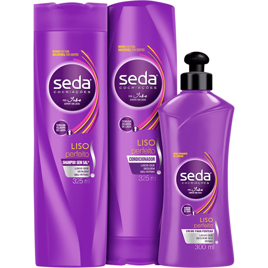 Seda Liso Perfeito 325ml shampoo condicionador creme para pentear ...