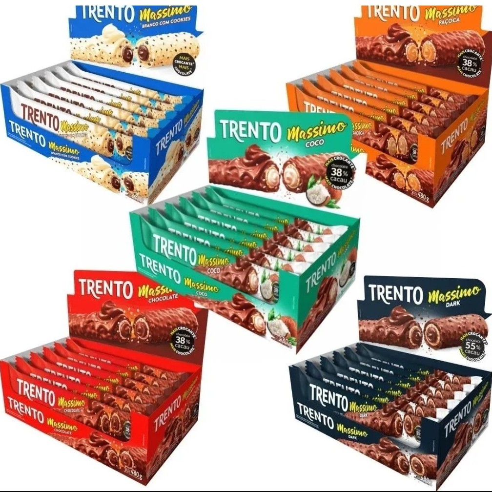 Chocolate Trento Massimo C/16 480g Div.sabores | Shopee Brasil