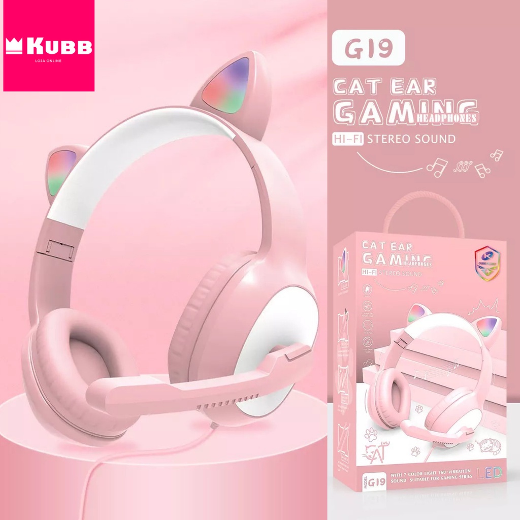 Headset Gamer Orelha De Gato Gatinho Headphone Led Rgb Com Fio E ...