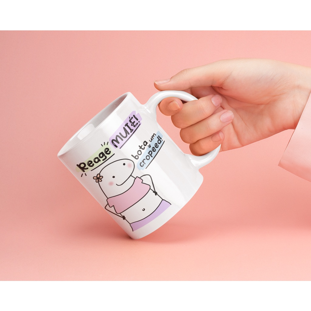 REAGE MULHER - CANECA FLORK MEME | Shopee Brasil