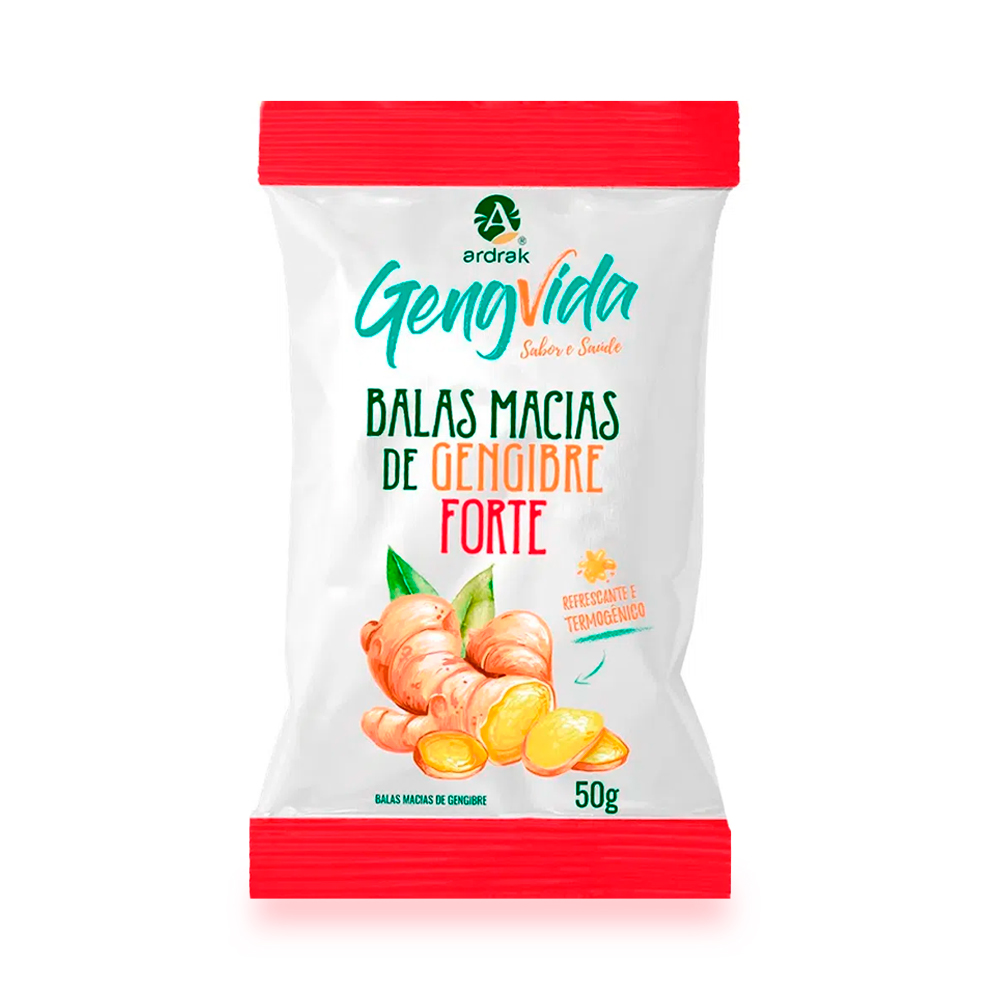 Balas Macias Gengibre Sabor Forte Gengvida Ardrak 50g | Shopee Brasil