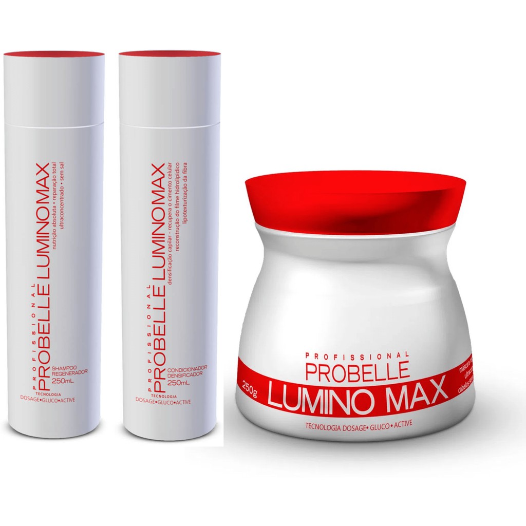 PROBELLE LUMINOMAX KIT COMPLETO COM SHAMPOO CONDICIONADOR E MASCARA ...