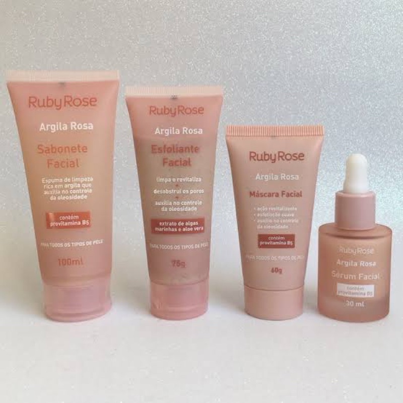 Kit Cuidado Facial Linha Argila Rosa - Ruby Rose | Shopee Brasil