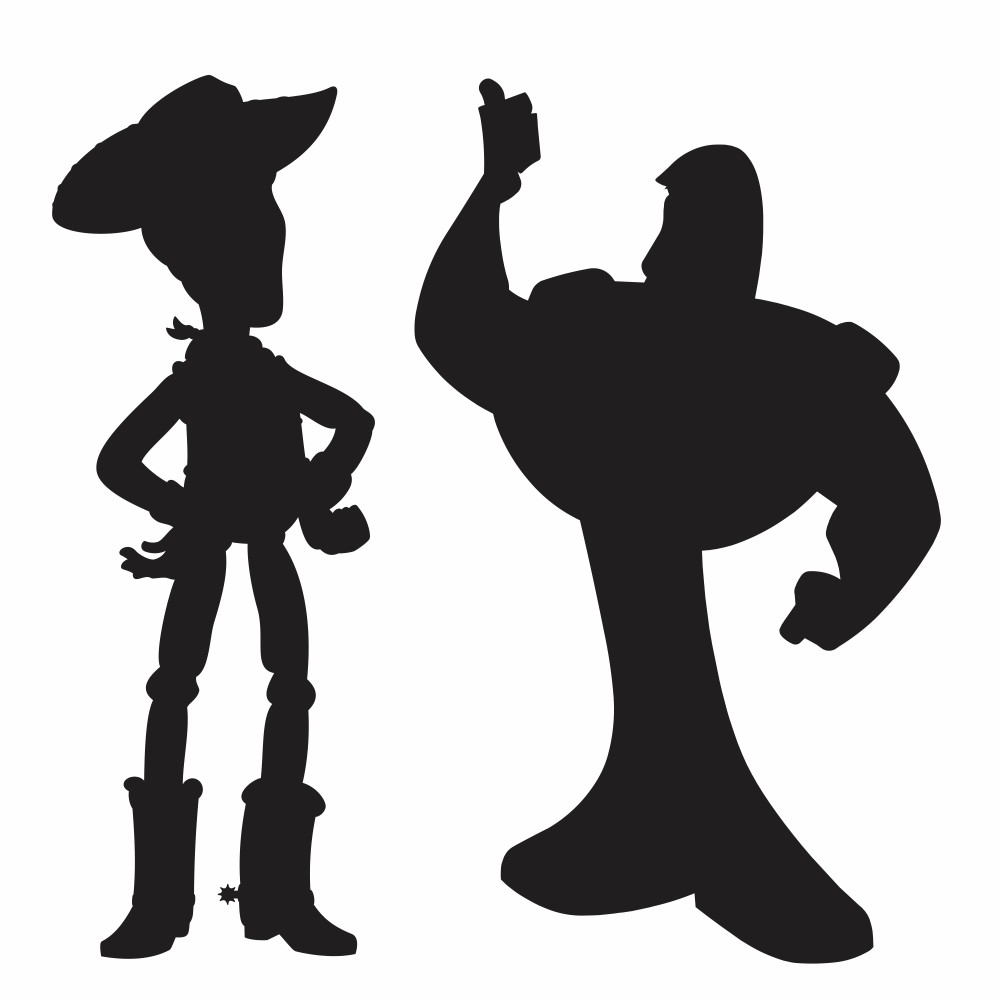 Adesivos Para Moto Toy Story Woody e Buzz Silhueta 15cm X 15cm De Qualidade Desenhos Anos 80 ...
