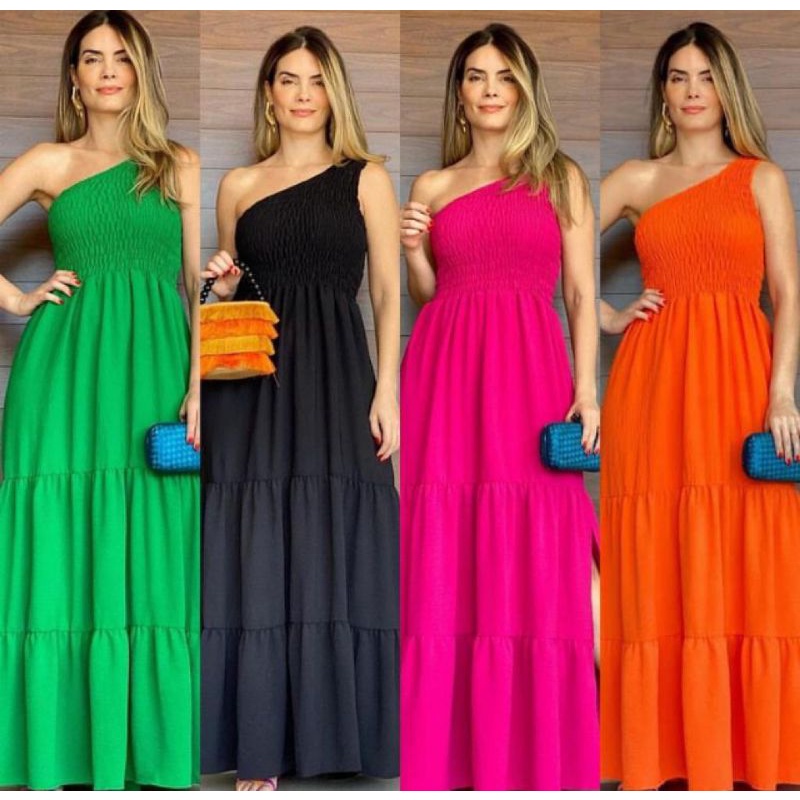 Vestido Longo Feminino Lastex Muso Nova Moda 2023 | Shopee Brasil