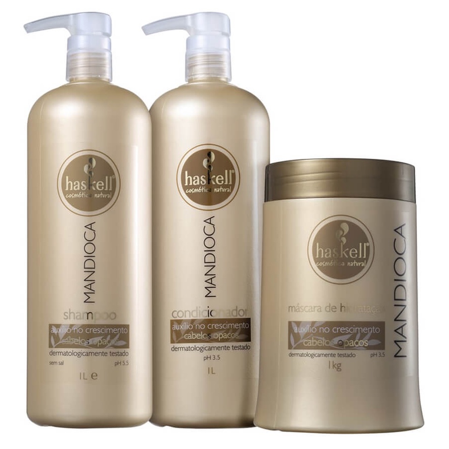 Kit Haskell Mandioca Shampoo+Condicionador+Mascara Grande | Shopee Brasil