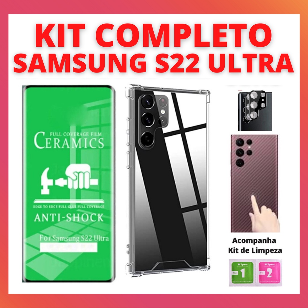 Kit Completo Samsung S22 Ultra _ Película de Cerâmica + Carbono ...