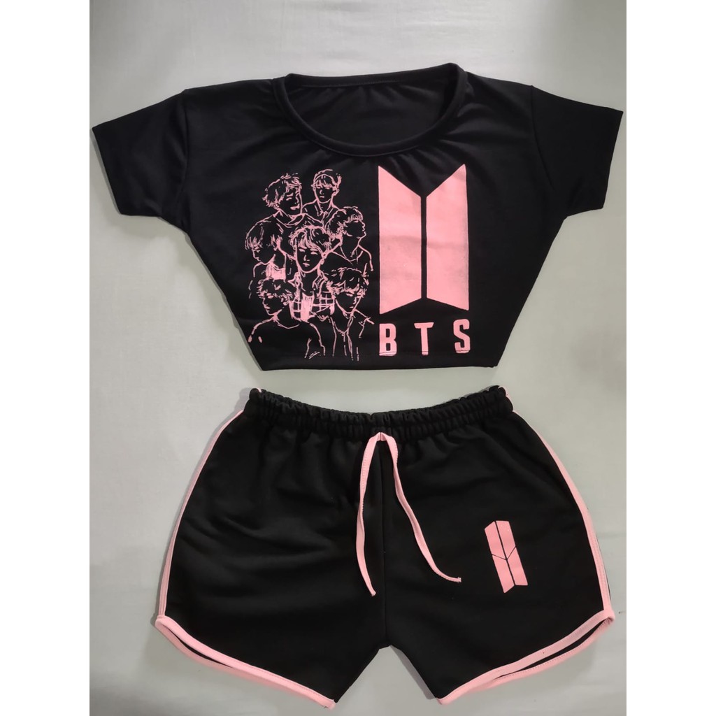 Conjunto Bts Infantil E Juvenil Shorts com capuz + bermuda Banda Pop ...