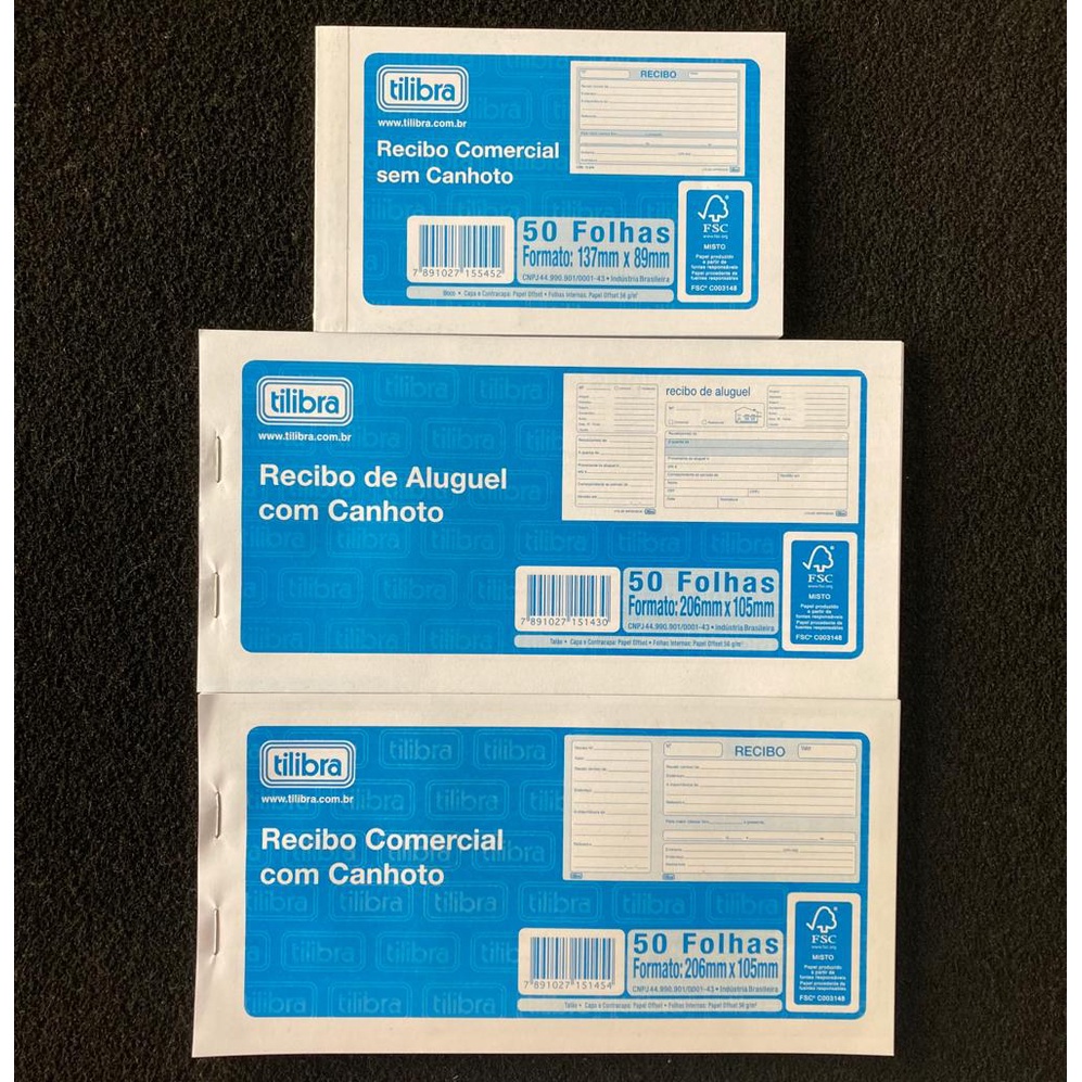 Bloco de Recibo Comercial e Aluguel 50 folhas Tilibra | Shopee Brasil