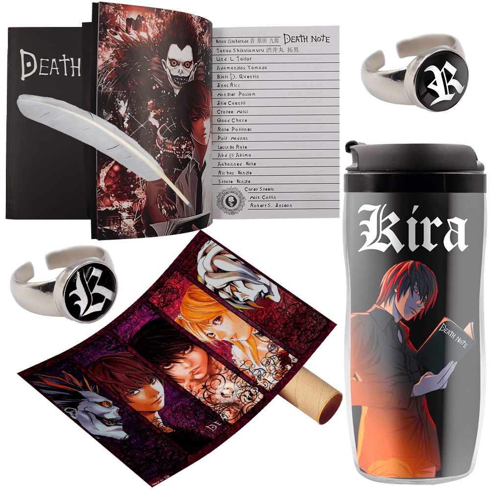 Caderno Death Note Copo Kira Anel Shinigami + Caneta Pena | Shopee Brasil