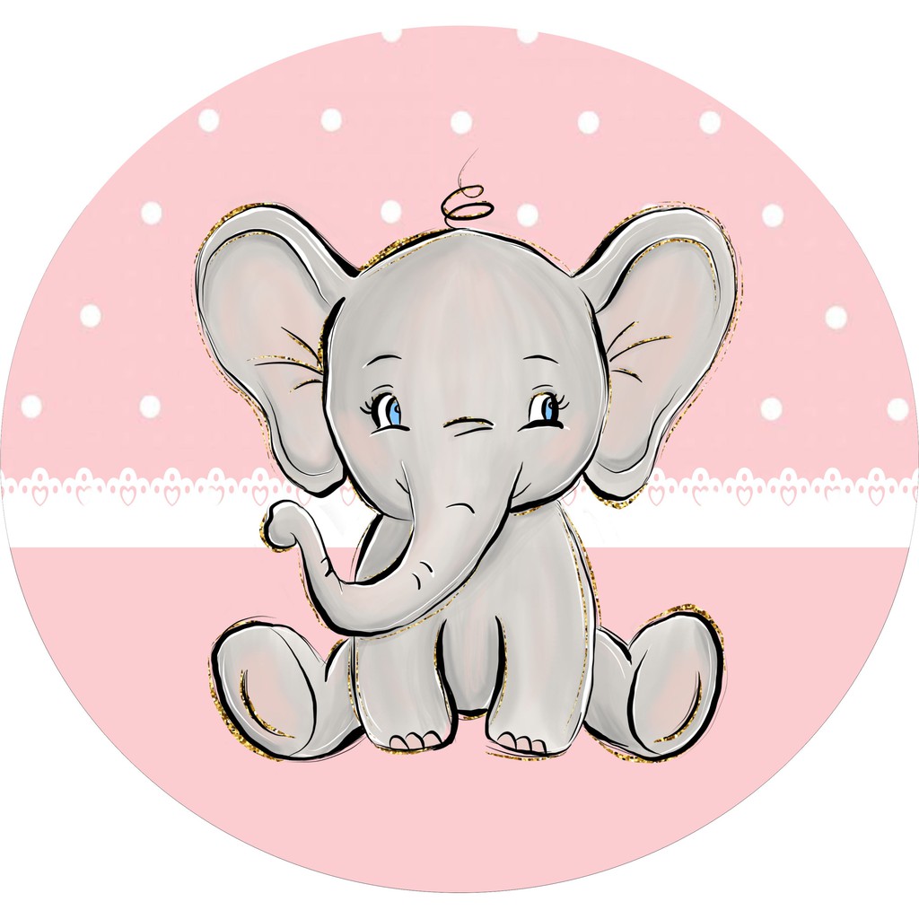Painel Em Lona Redondo Elefantinho Rosa 1,5 X 1,5 Banner | Shopee Brasil