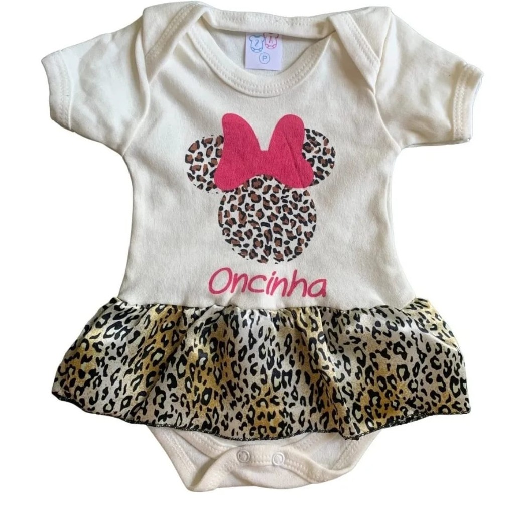 Body Minnie Oncinha Selva Safari Desenho Disney Bebê | Shopee Brasil