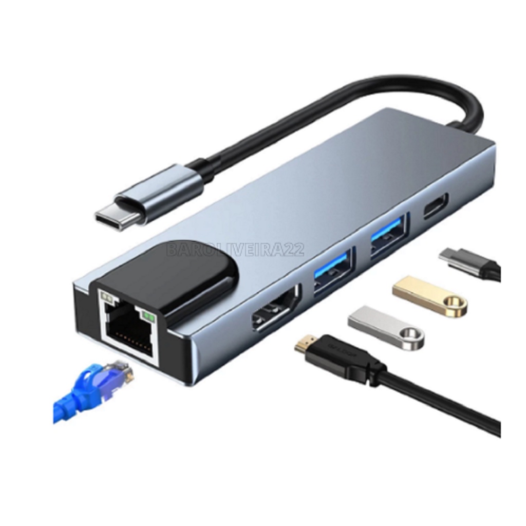 Adaptador Tipo C Pra Hdmi Com Rj45 Usb 3.0 Hdmi, tipo c hdmi, usb 3.0, adaptador rj45 tipo c ...