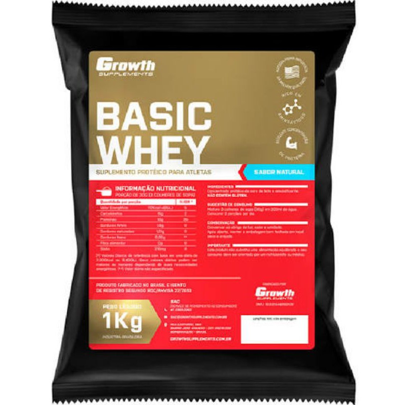 Whey Protein Basic 1Kg Growth Suplementos Oferta Imperdível!! | Shopee Brasil