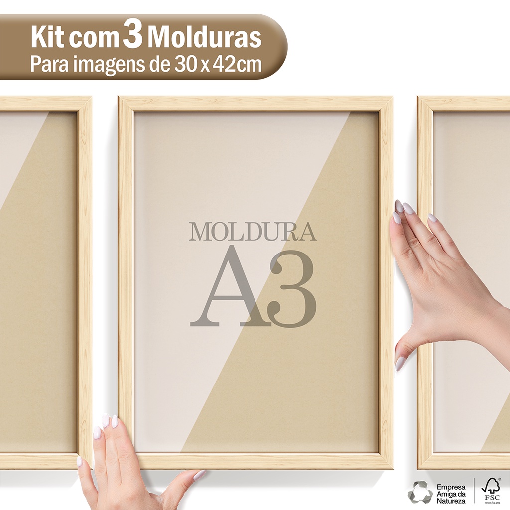 3 Moldura A3 30x42 Quadro Poster Certificado Foto Com Vidro - Escorrega ...