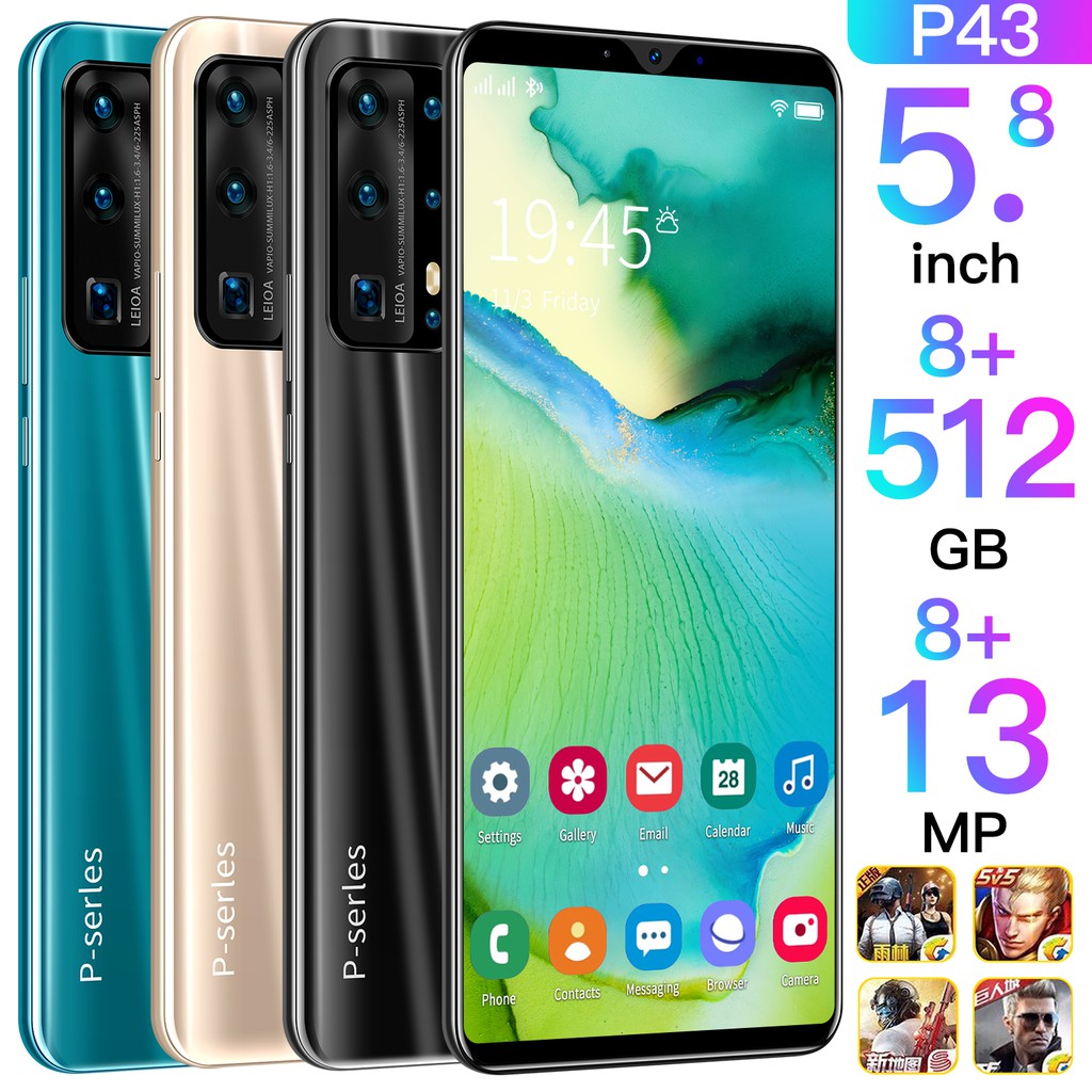 Smartphone P43 8gb + 512gb 5.8 Polegadas Hd Wifi Gps 4g Android Smart ...