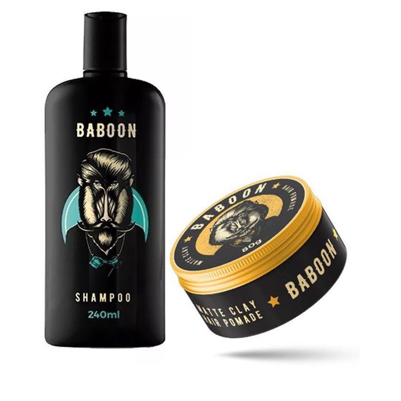 Kit - Shampoo e Pomada Modeladora Para Cabelos - Matte Clay - Baboon ...