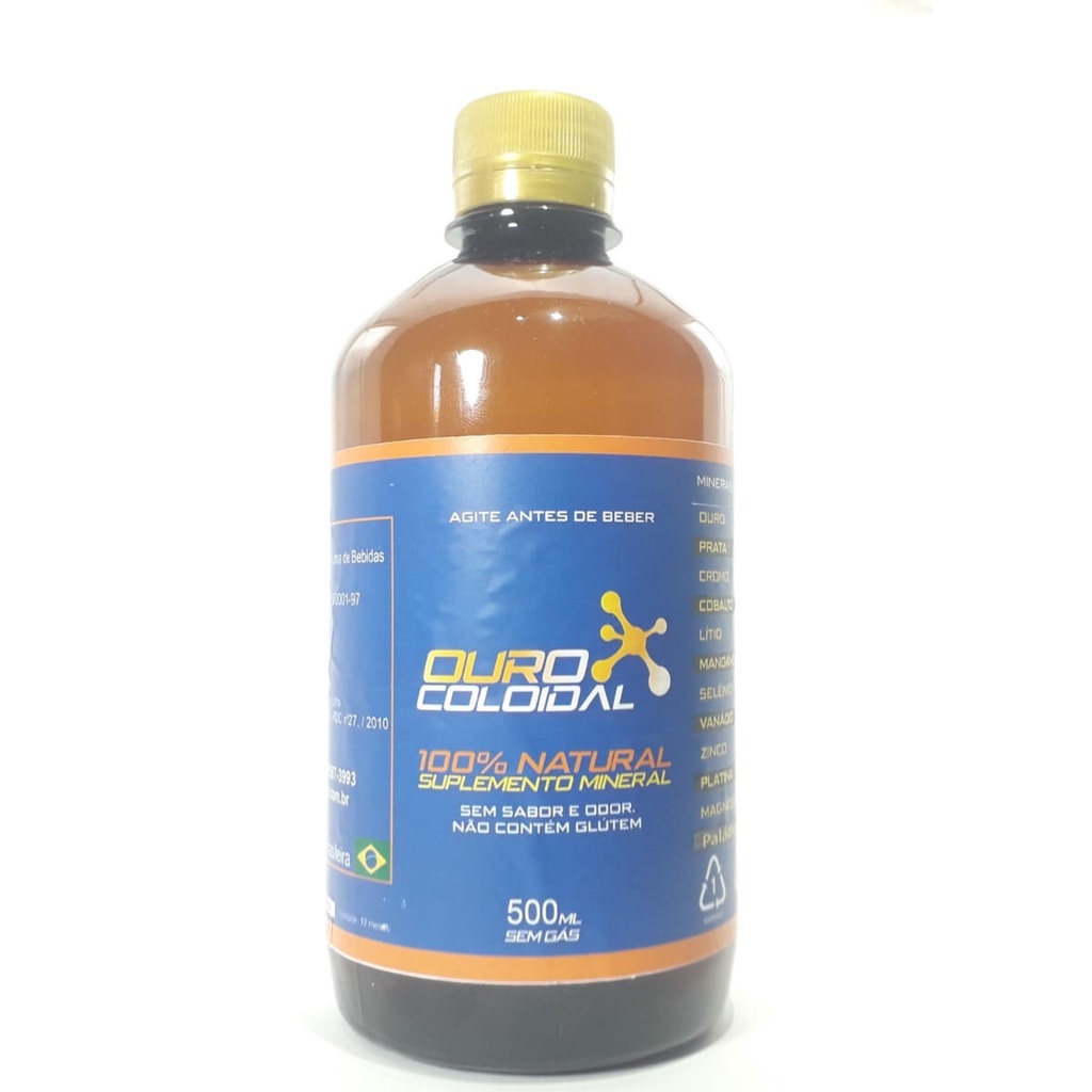 Ouro Coloidal 500 ml 100% Natural Com 10 Minerais Nobres | Shopee Brasil