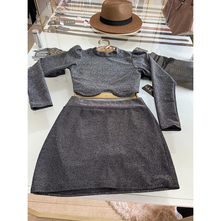 Conjunto Cropped E Saia Shopee Brasil
